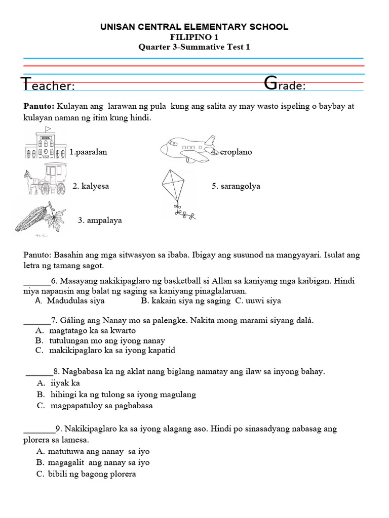 Q3-1st-Summative-Test-In - Filipino-1 | PDF