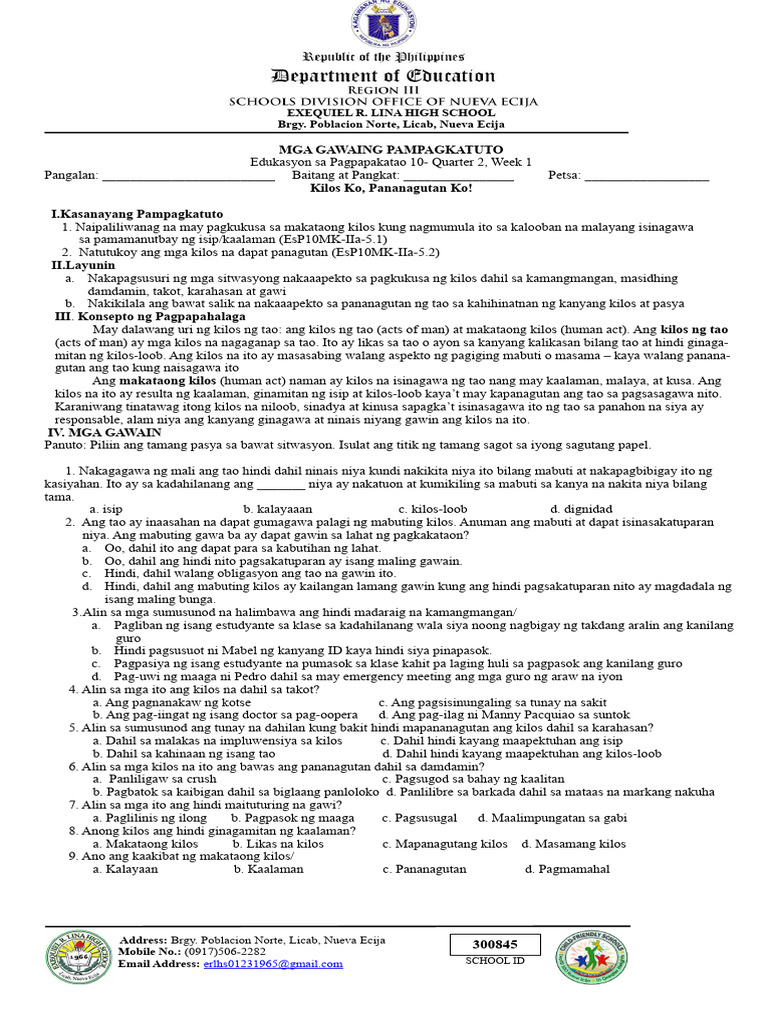 Esp LAS Q2 Week1 | PDF