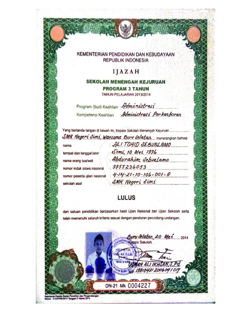 Ijazah SMK | PDF