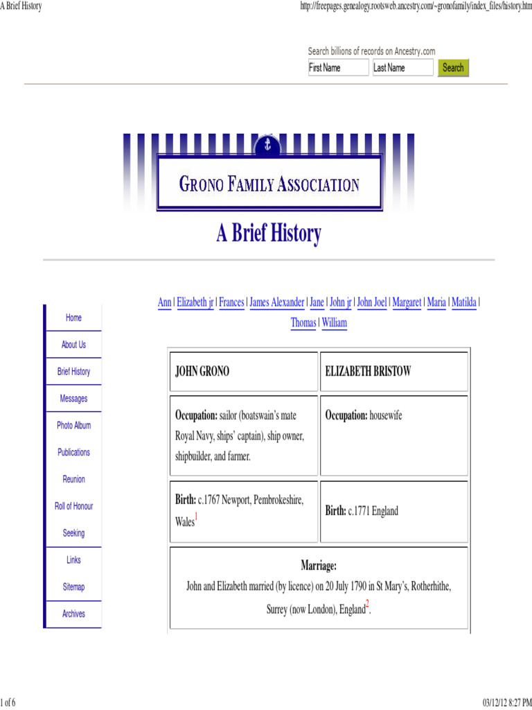 Grono Family - A Brief History | PDF