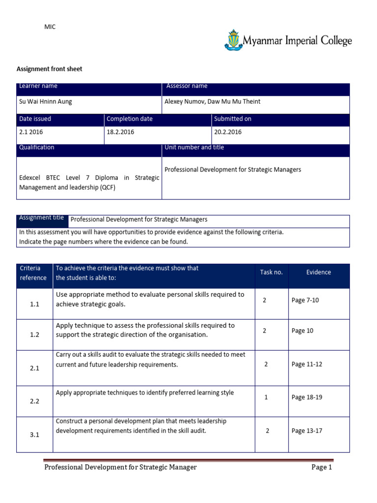 Su Wai Hninn Aung - 000471 - PDSM | PDF | Learning Styles | Leadership