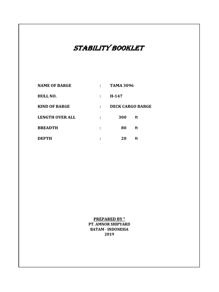 Stability Booklet H-147 | PDF | Hull (Watercraft) | Ships