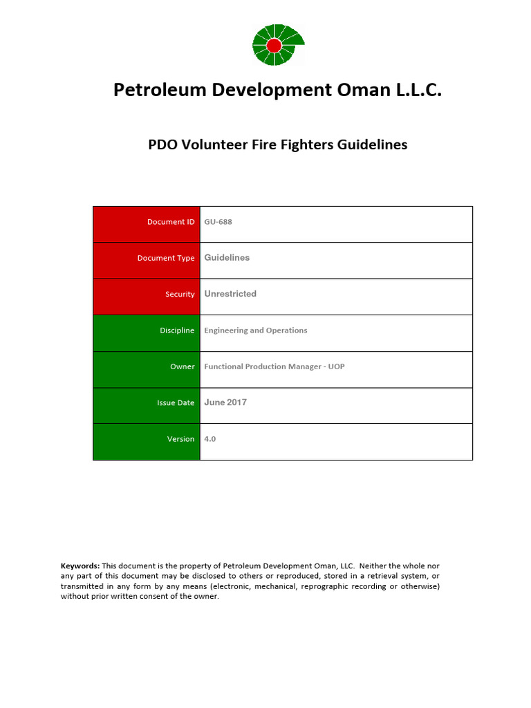 #180 GU 688 Volunteer Fire Fighters Guidelines PDO | PDF