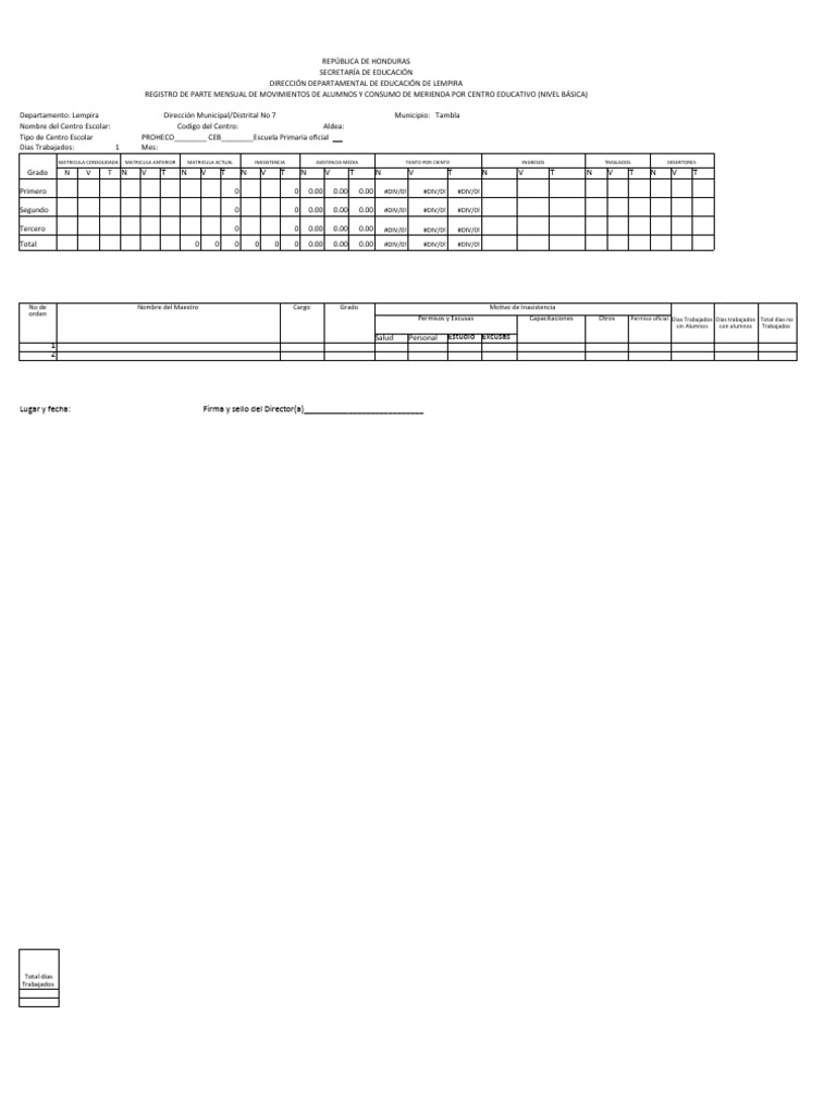 Formato Parte Mensual 2023 | PDF