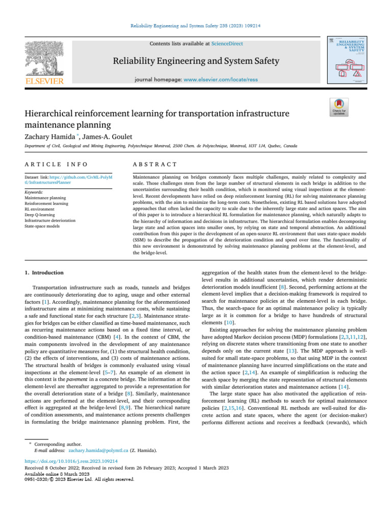 Hamida - Goulet (2023) - Hierarchical Reinforcement Learning For ... Hamida - Goulet (2023) - Hierarchical Reinforcement Learning For ...