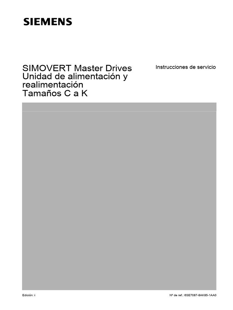 SIMOVERT Master Drives Unidad de Alimentación y Realimentación Tamaños C A K | PDF | Corriente ...