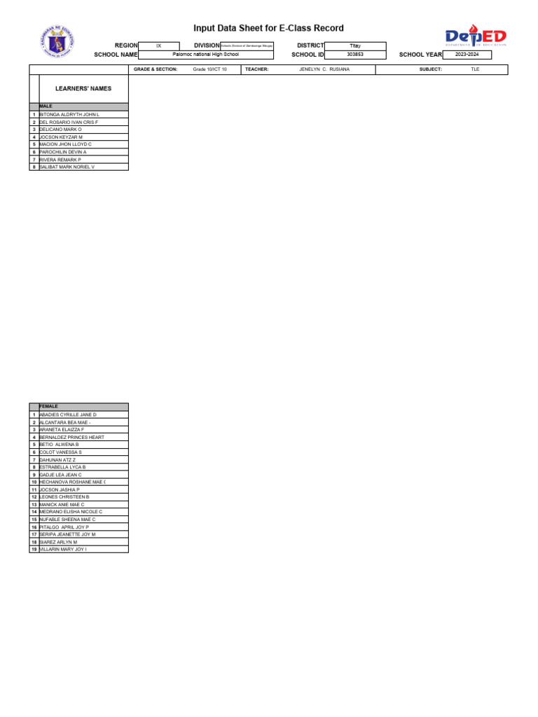 2023-2024 Grade 10 ICT 10 TLE Quarter 3 EClass | PDF