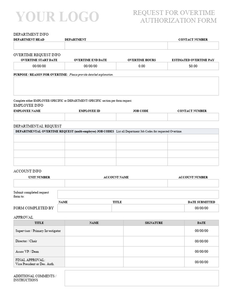 BF University Overtime Request Form 10678 - WORD | PDF