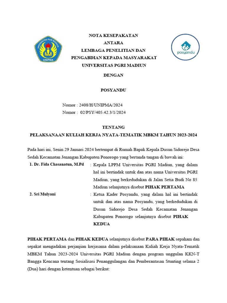 Template Moa Posyandubalita | PDF