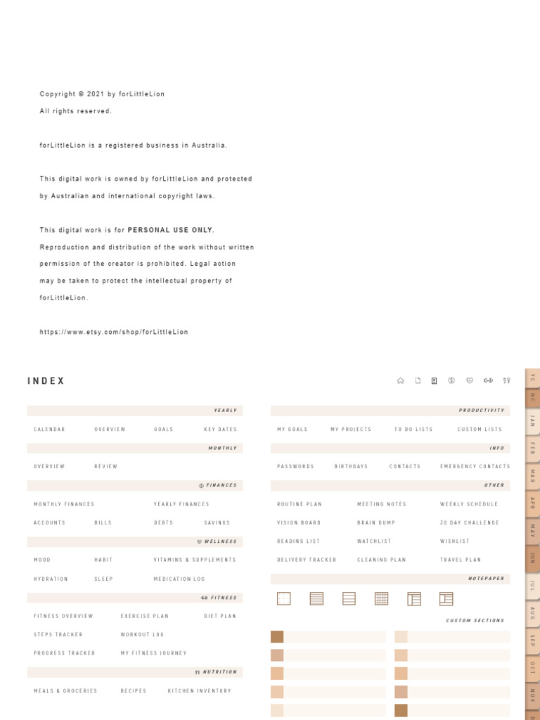 Undated Planner-All in One-Horizontal Week-Monday | Download Free PDF ...