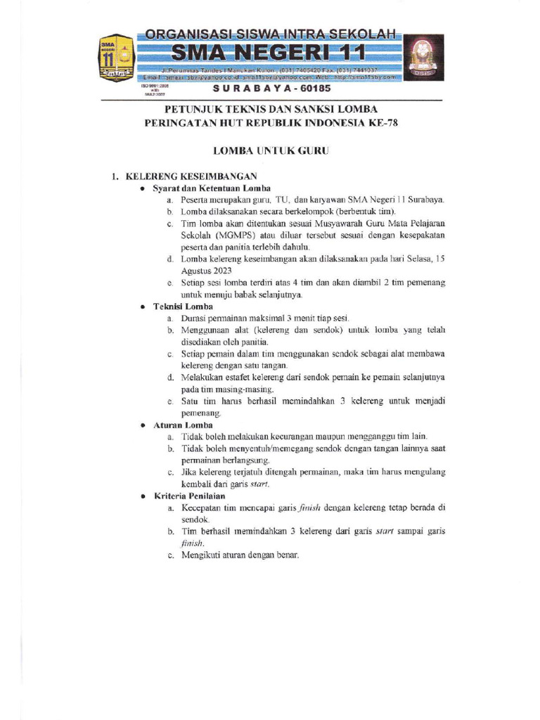 Juknis Lomba 17 An - 01 001 | PDF