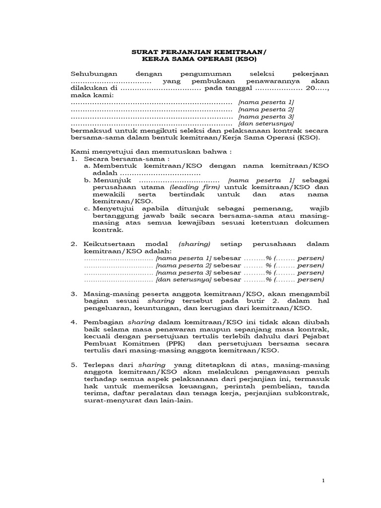 Surat Perjanjian Kemitraan | PDF