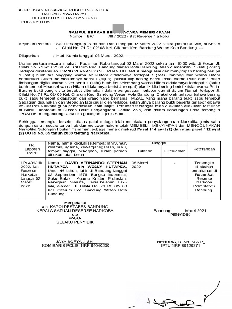 Sampul Berkas Perkara 2017 | PDF