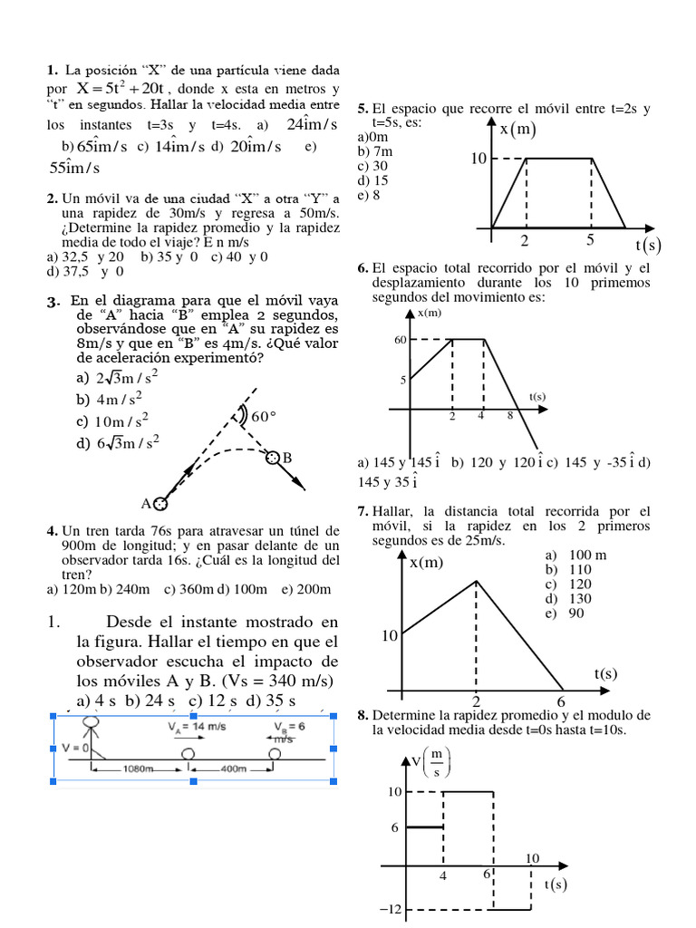 Problemas de MRUV y Cálculo de Velocidades | PDF | Física | Geometría