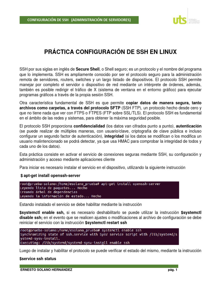 4 Practica Configuración SSH 2023 | PDF