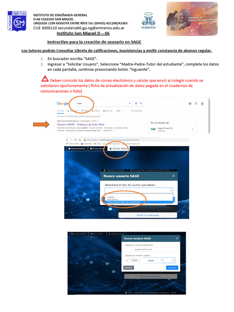 Instrutivo SAGE padres | PDF