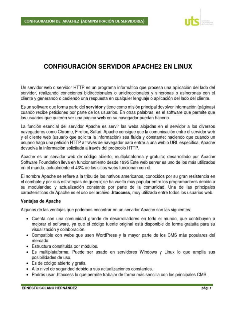 Configuración de Apache en Linux | PDF | Tecnología