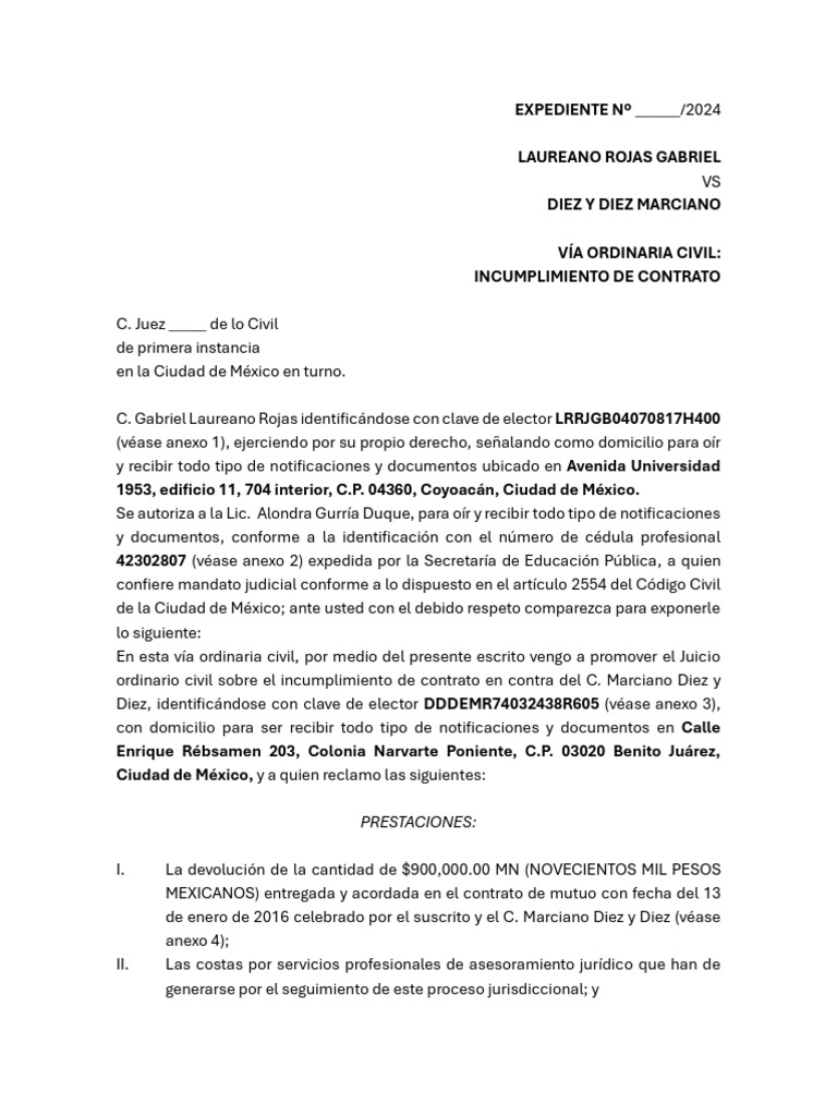 Ejemplo de Demanda | PDF