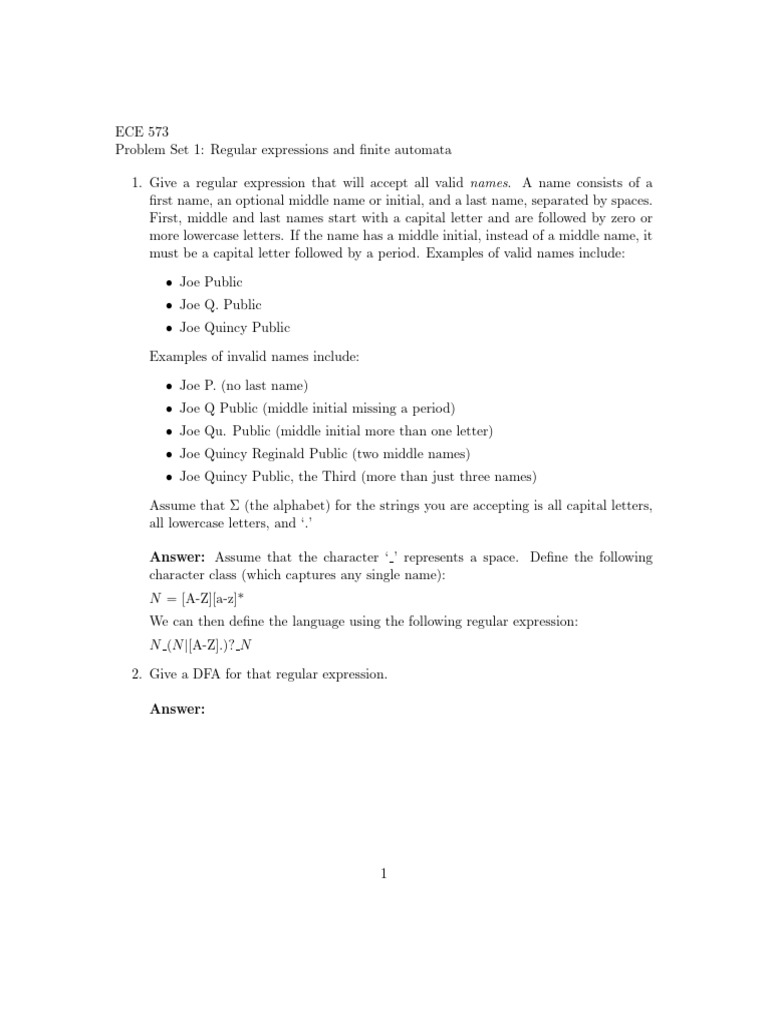 ps1 Sol | Download Free PDF | Regular Expression | Mathematical Logic