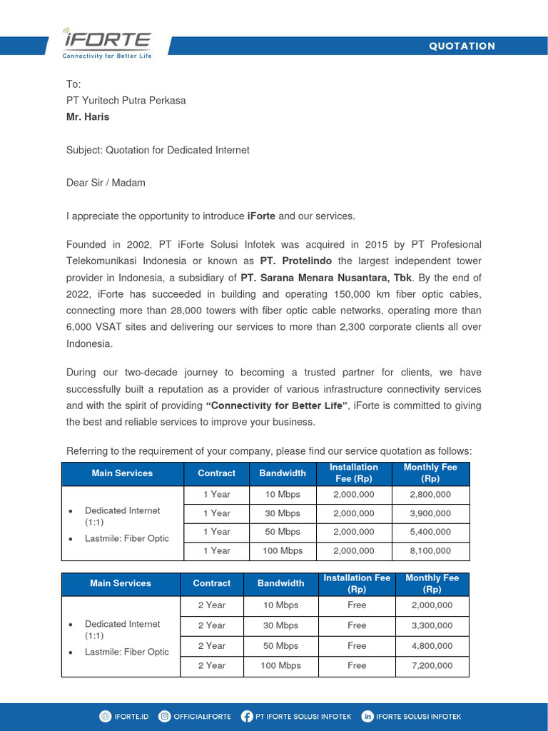 Quotation Iforte | PDF | Information And Communications Technology | Computing
