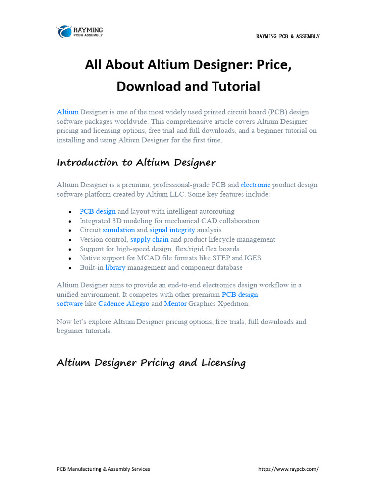 Altium Designer Pricing and Downloads Guide | PDF | Printed Circuit ...