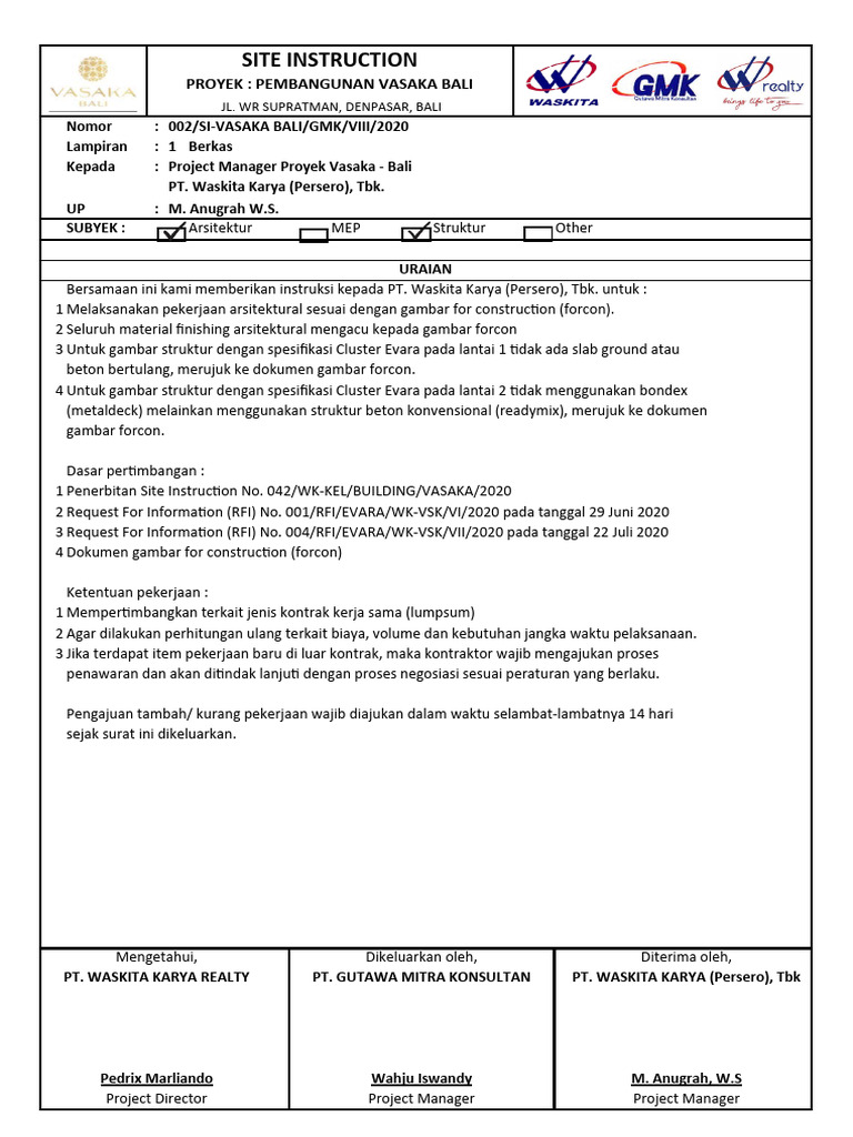 Form Site Instruction | PDF