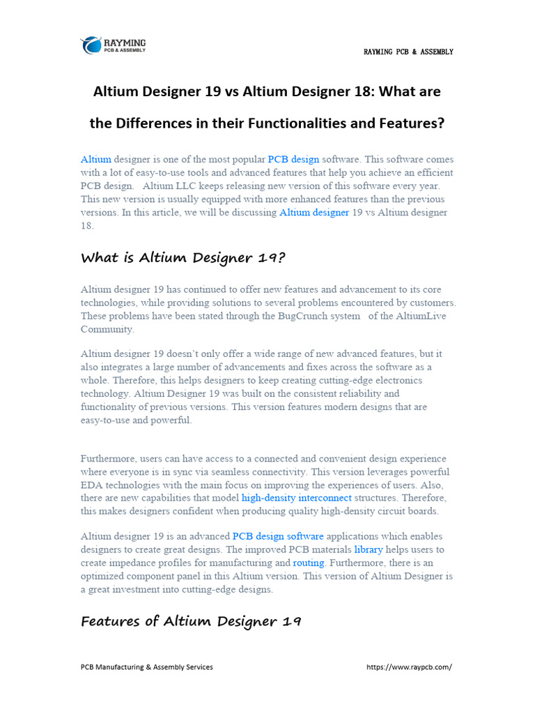 Altium Designer 19 Vs Altium Designer 18 What Are The Differences in ...