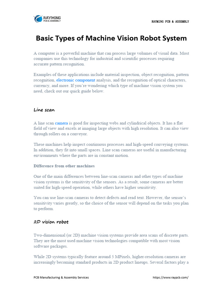 Basic Types of Machine Vision Robot System | PDF | Computer Vision | Perception
