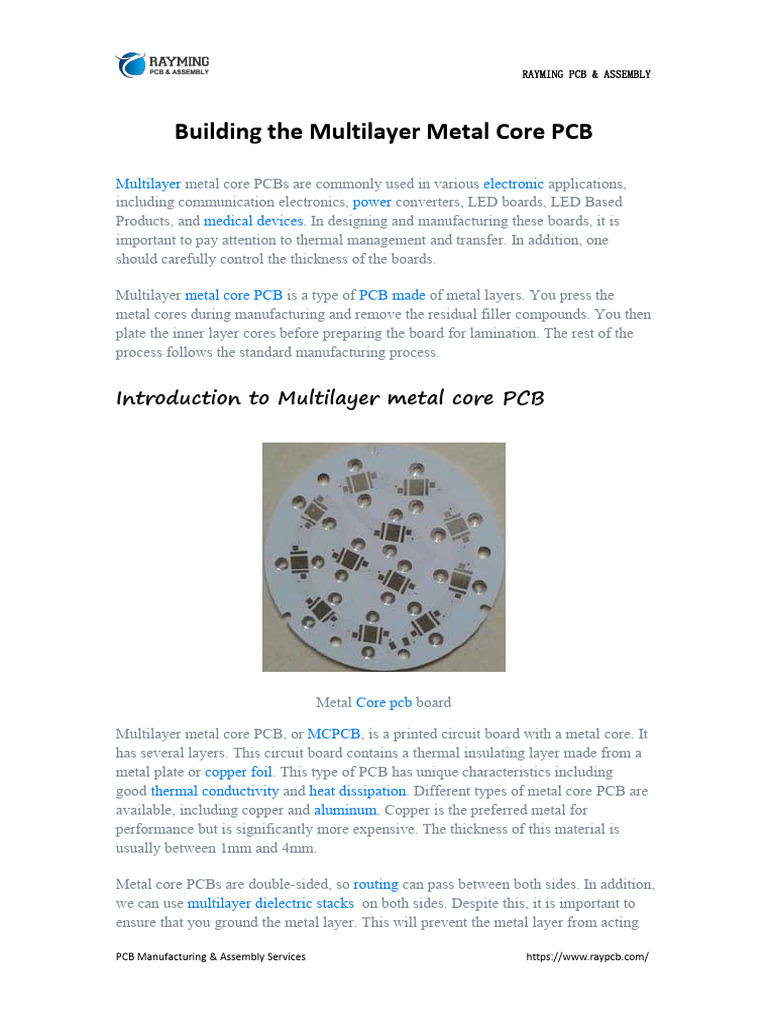 Multilayer Metal Core PCB Overview | PDF