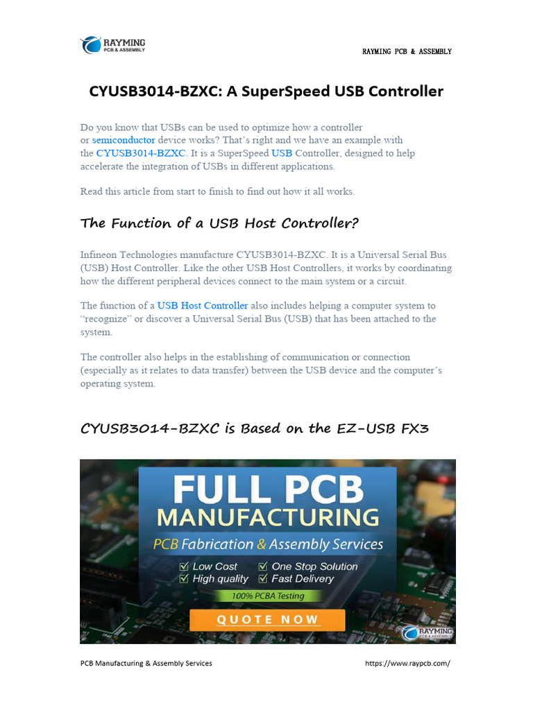 CYUSB3014-BZXC A SuperSpeed USB Controller | PDF | Usb | Microcontroller