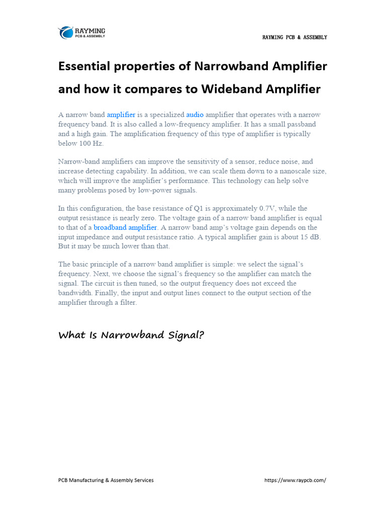 Essential Properties of Narrowband Amplifier and How It Compares To Wideband Amplifier | PDF ...
