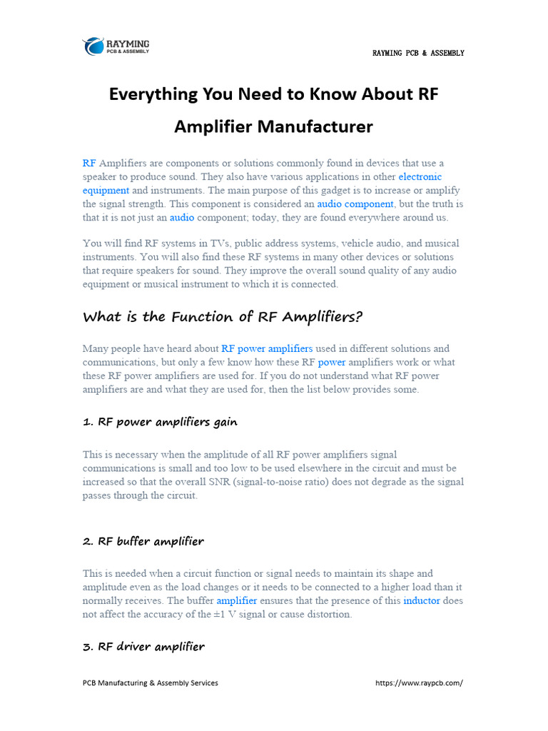Everything You Need To Know About RF Amplifier Manufacturer | PDF | Amplifier | Signal To Noise ...