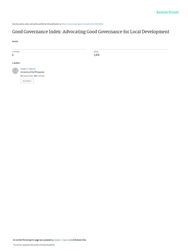 Good Governance Index Advocating Good Governance | PDF | Business
