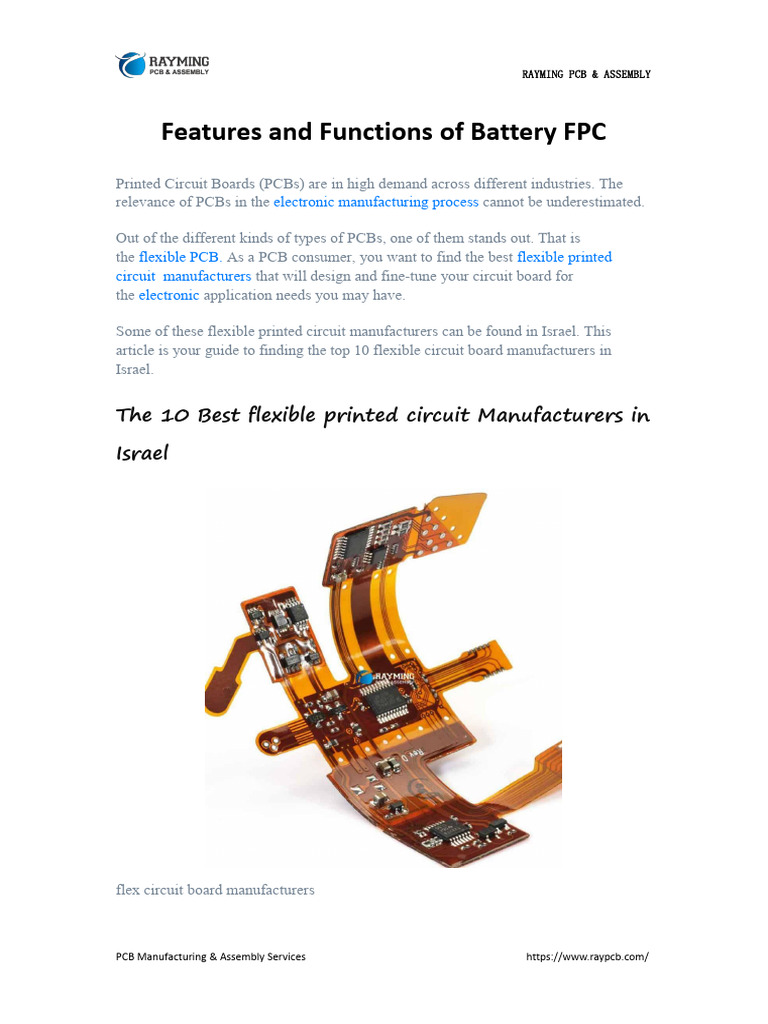 Features and Functions of Battery FPC | PDF | Printed Circuit Board | Electronics