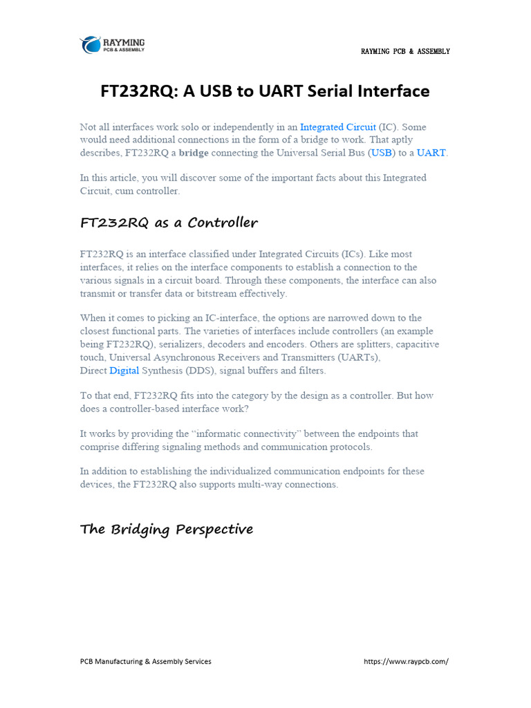 FT232RQ A USB To UART Serial Interfac | PDF | Usb | Microcontroller