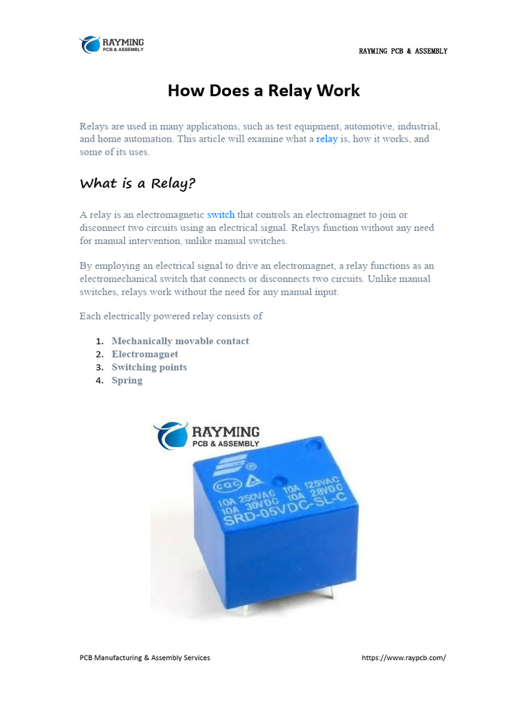 How Does A Relay Work | PDF | Relay | Switch