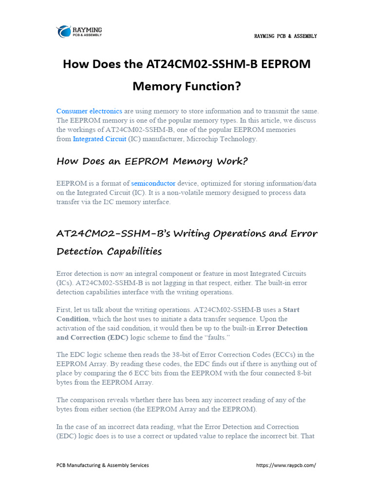 How Does The AT24CM02-SSHM-B EEPROM Memory Function | PDF | Computer Memory | Integrated Circuit