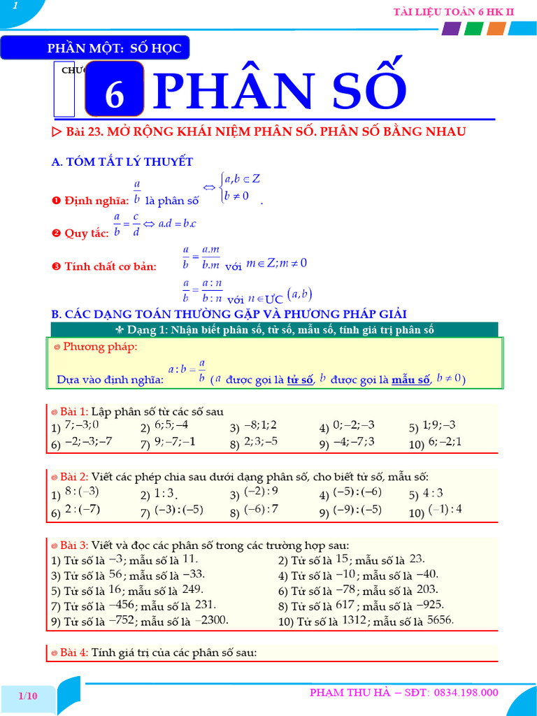 Bai 23 - Mo Rong KN Phan So, Phan So Bang Nhau | PDF