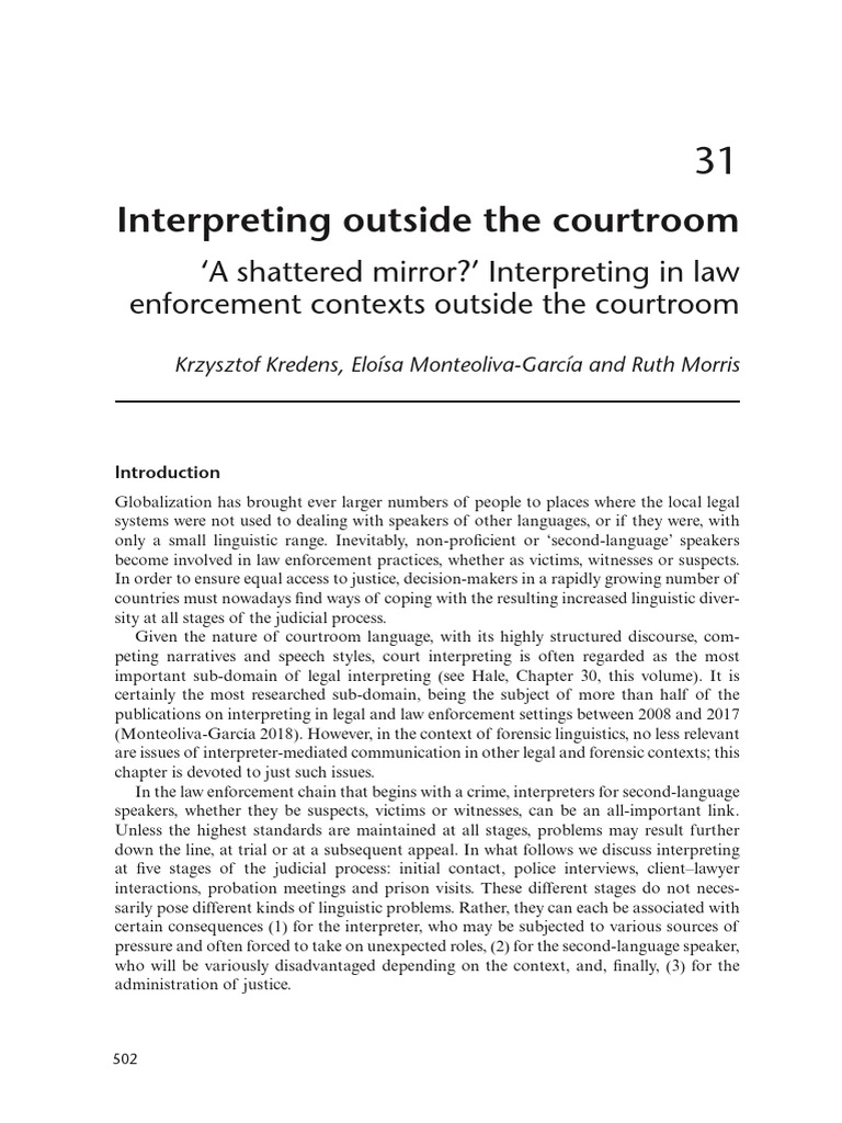 Kredens Interpreting Outside The Courtroom | PDF | Language Interpretation | Probation