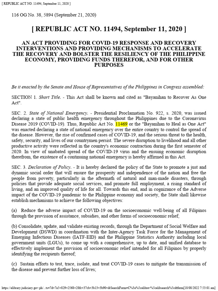 Bayanihan To RECOVER As One | PDF | Welfare | Loans