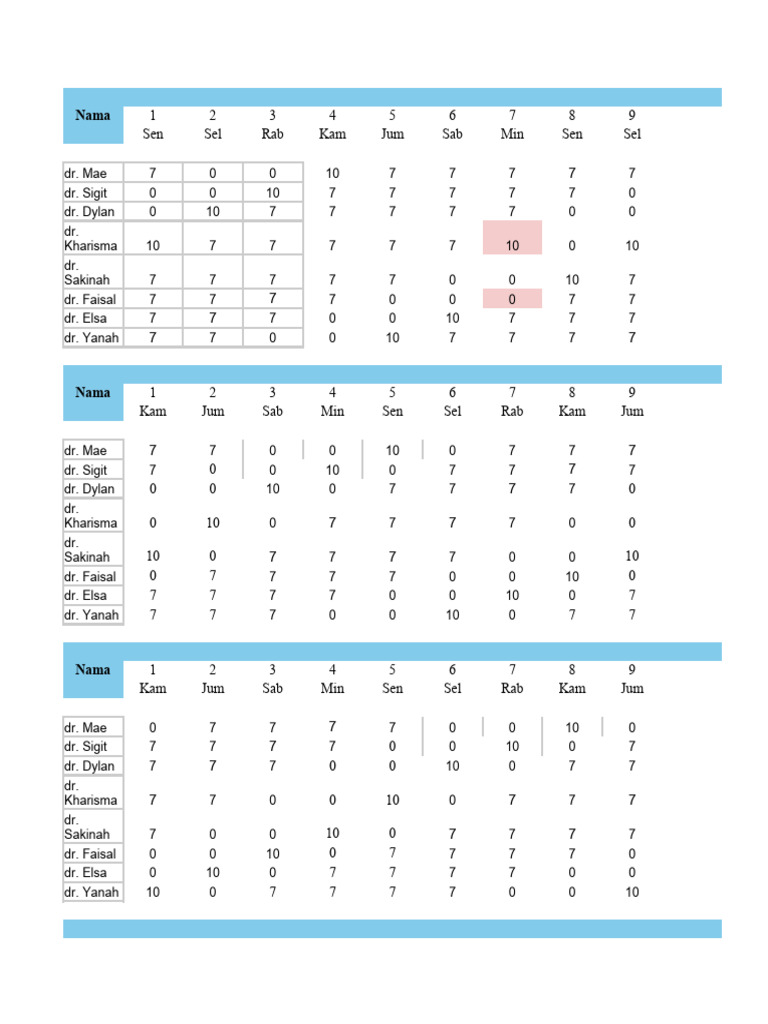 Draft Jadwal Jaga Baru | PDF