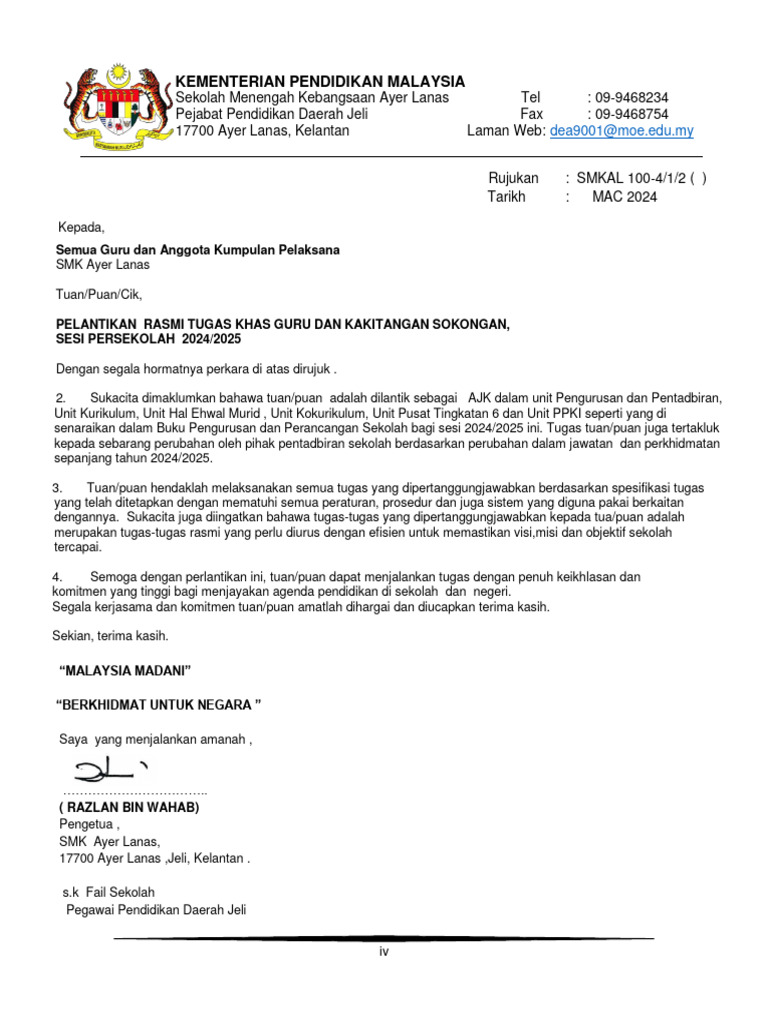 2.1 Surat Lantikan Dan Siaran | PDF