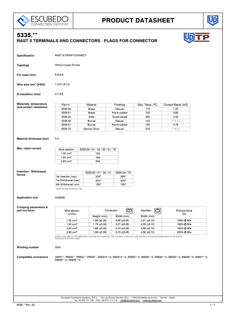 RAST 5 Terminal Connectors Datasheet | PDF