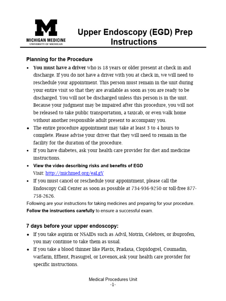 Upper Endoscopy Prep | PDF | Gastroesophageal Reflux Disease ...