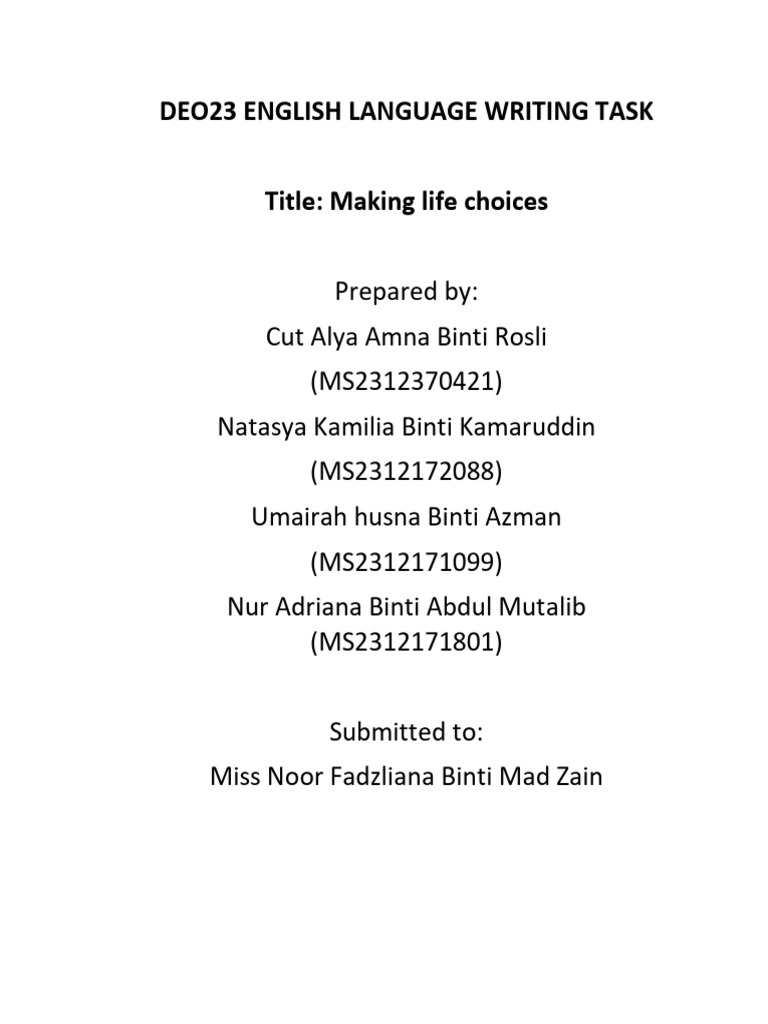 English Writing Assignment | PDF | Adolescence | Thought