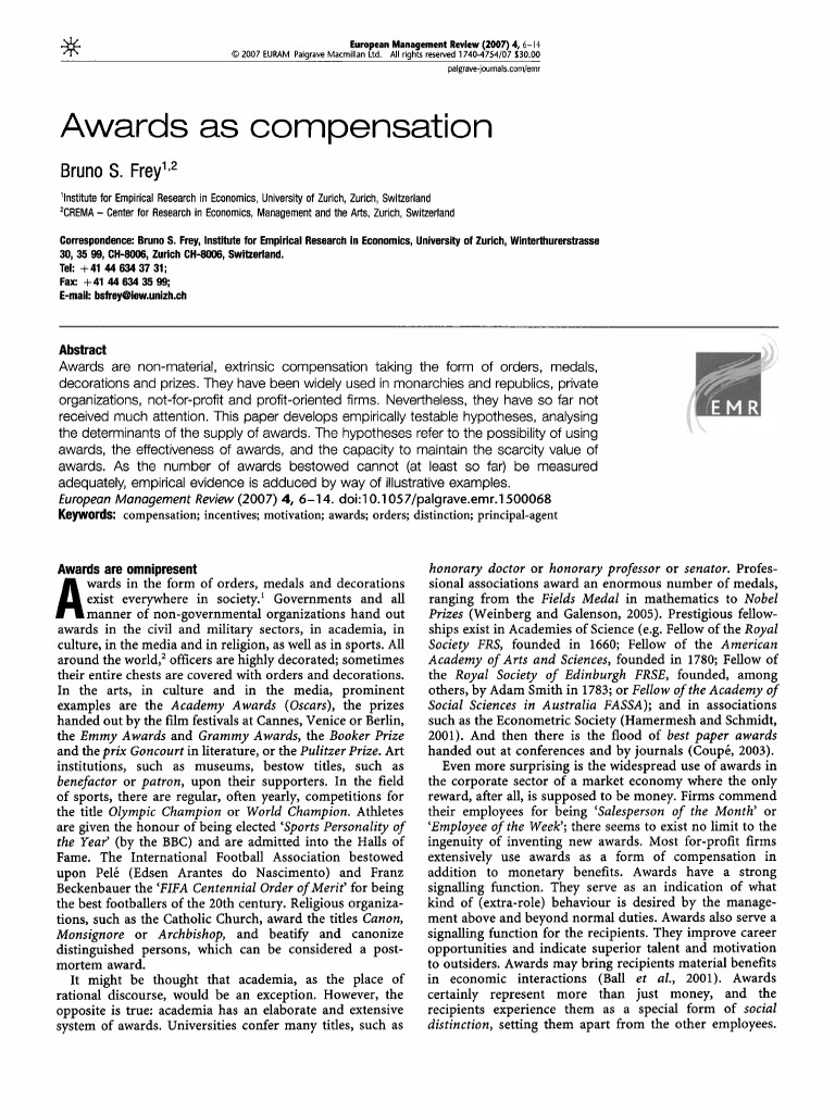 Awards As Compensation | PDF