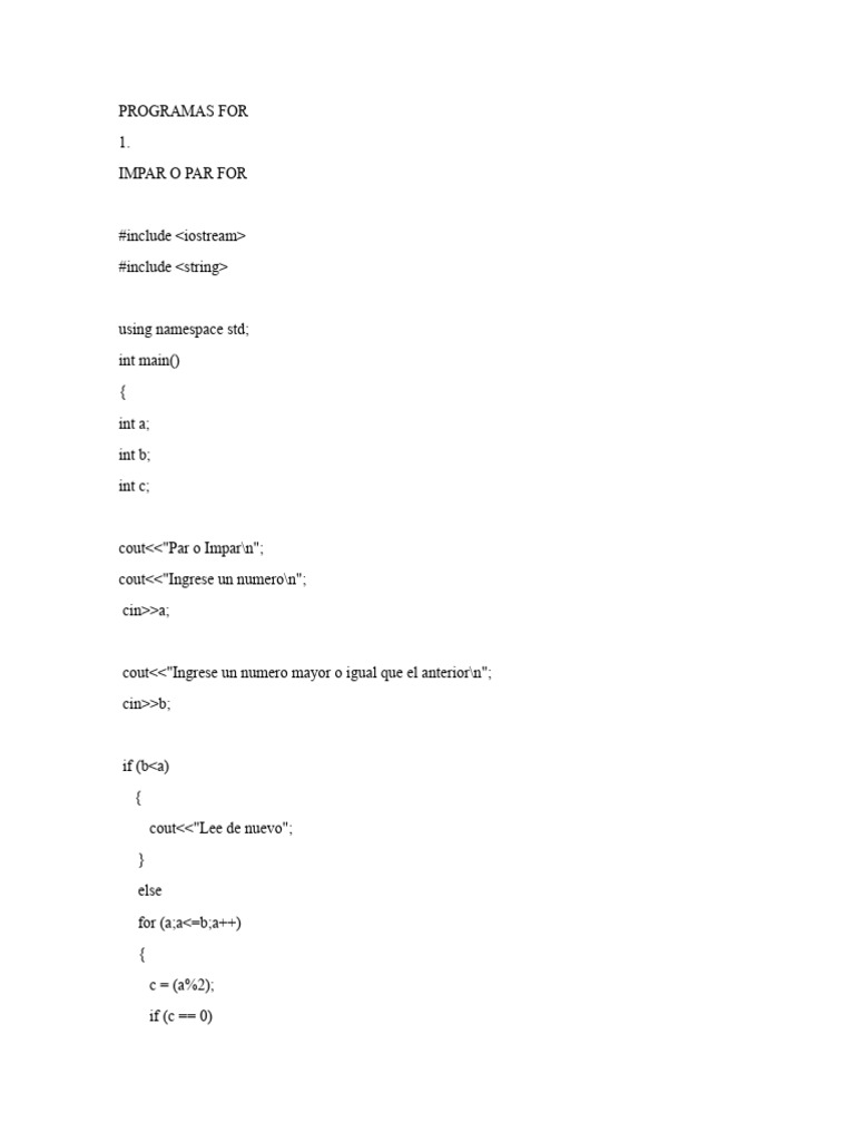 Programas For y While | Download Free PDF | C++ | Software Design