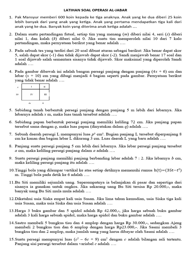 Latihan Soal Operasi Al Jabar | PDF