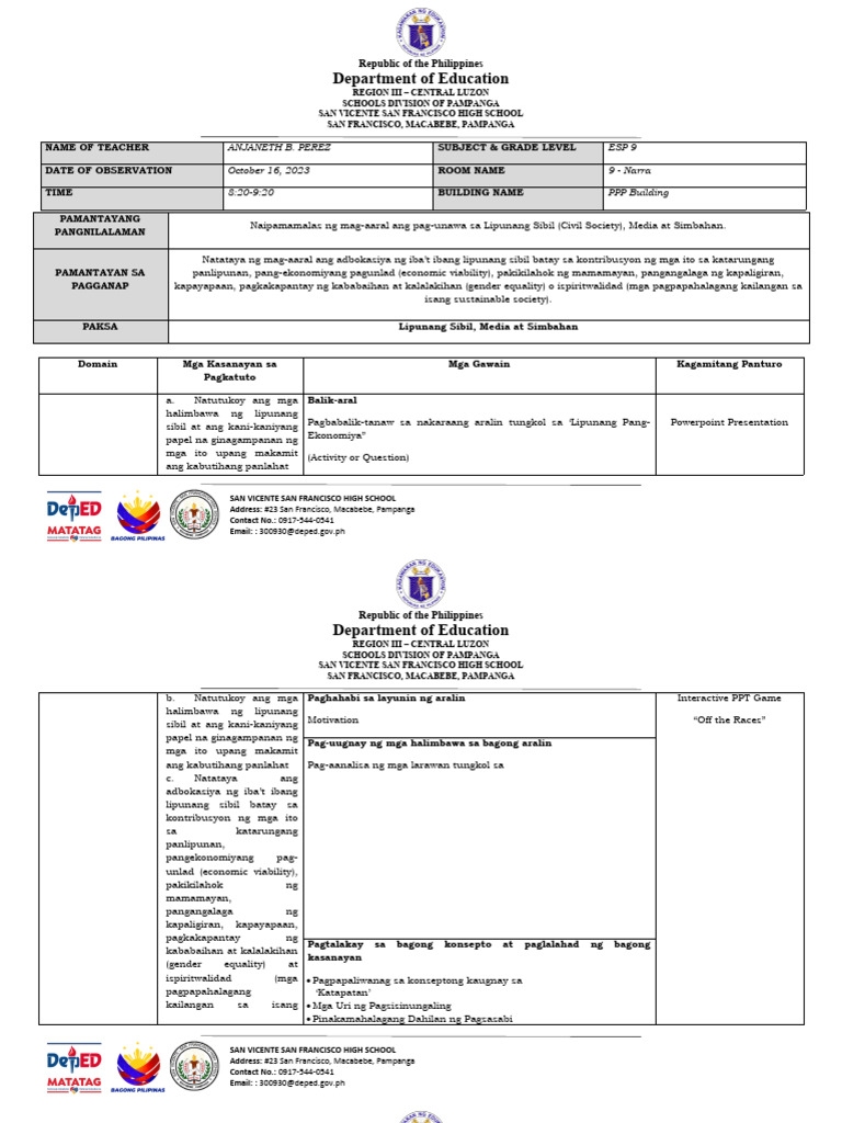DLL Co1 Esp 9 Modyul 4 | PDF