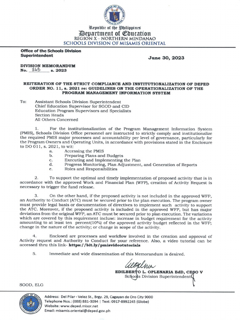 dm_365_s_2023_reiteration_of_the_strict_compliance_and_institutionalization_of_deped_order_no ...